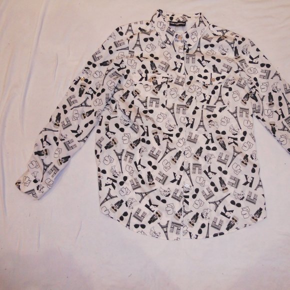Karl Lagerfeld | Tops | Karl Lagerfeld Logo Button Front Whimsy Shirt S ...
